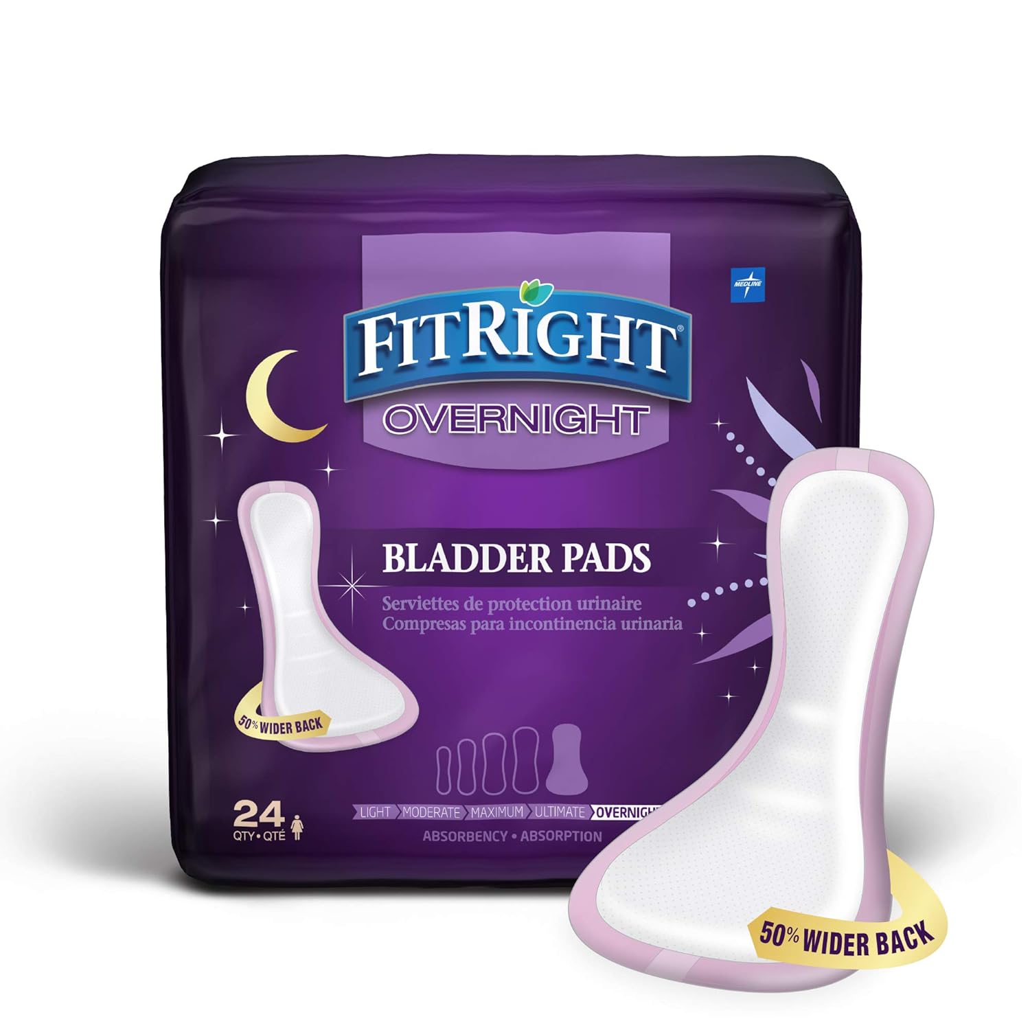 Amazon.com: Medline FitRight Overnight Bladder Control Pads, Maximum ...