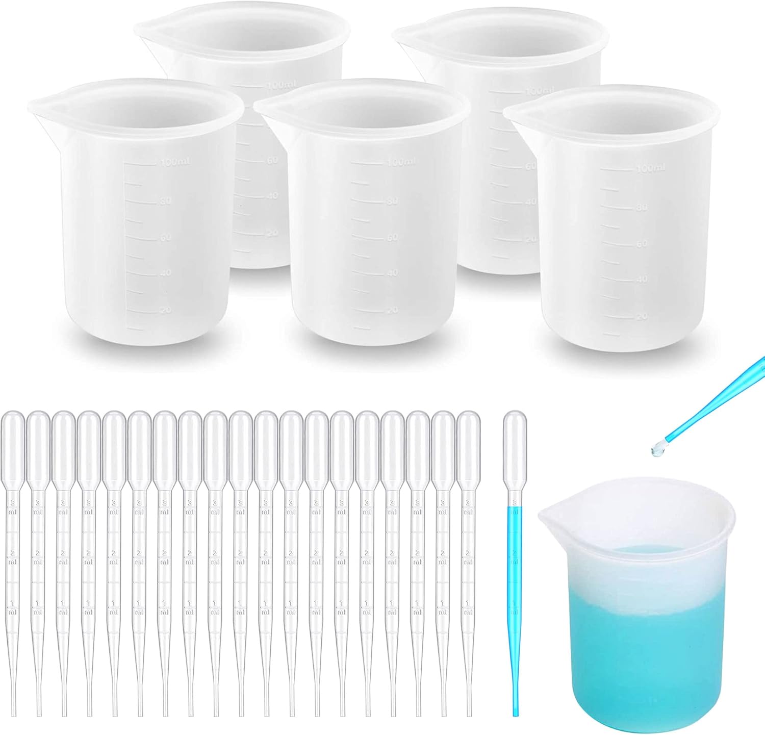 Amazon.com: Woohome 5 PCS Silicone Resin Measuring Cups Tool Kit, 100 ...