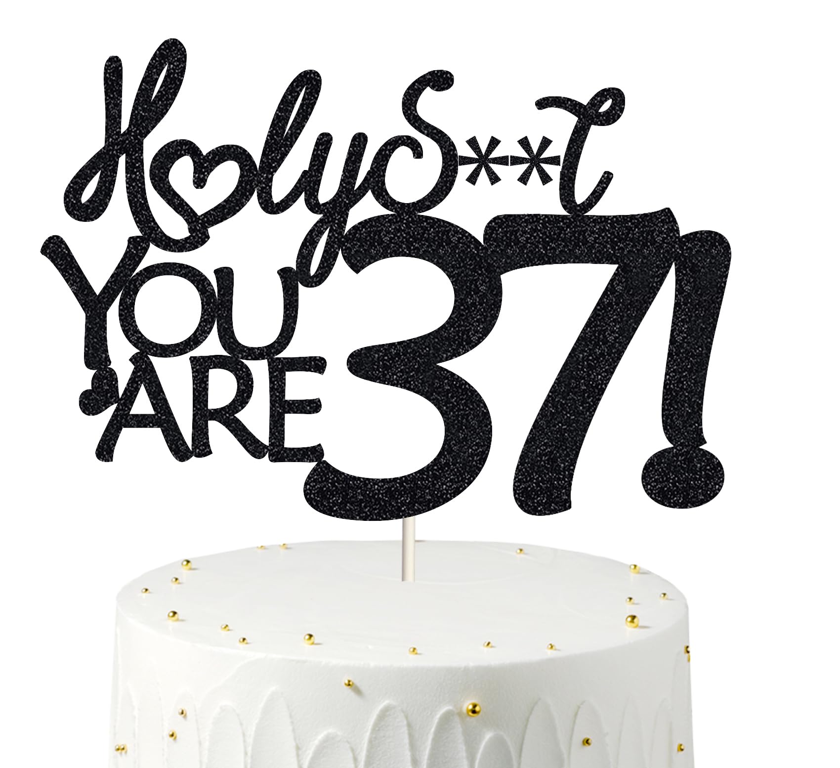Snapklik.com : 37 Birthday Cake Toppers-Black Glitter, Funny 37th Cake ...