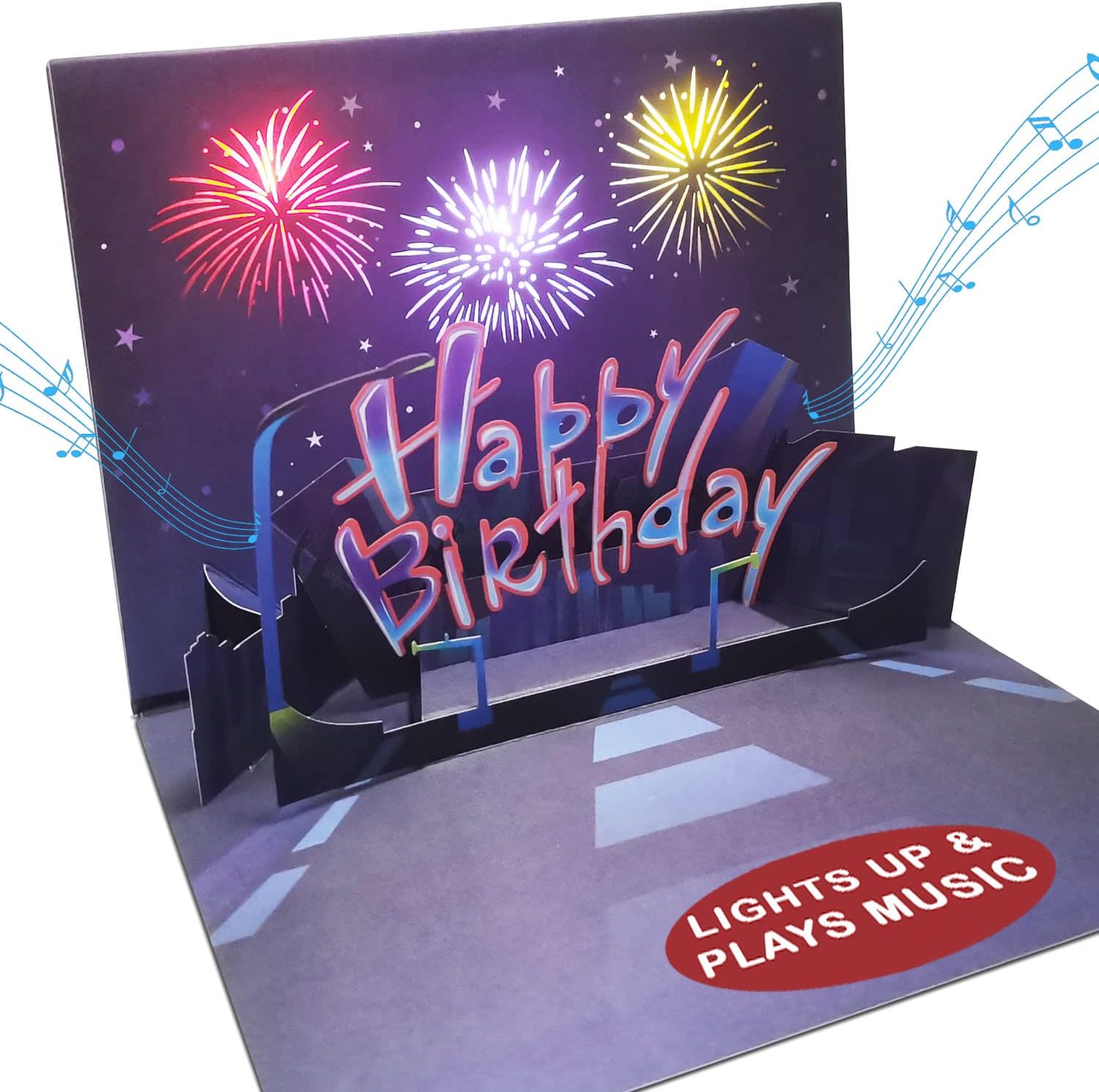 Amazon.com : 3D Pop Up Birthday Card, Music Light Sound Fireworks ...