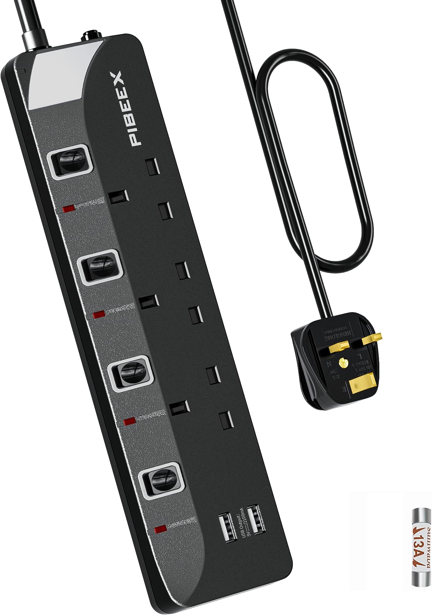 3M Extension Lead with USB Ports, 3 Way Outlets Power Strip with 2 USB ...