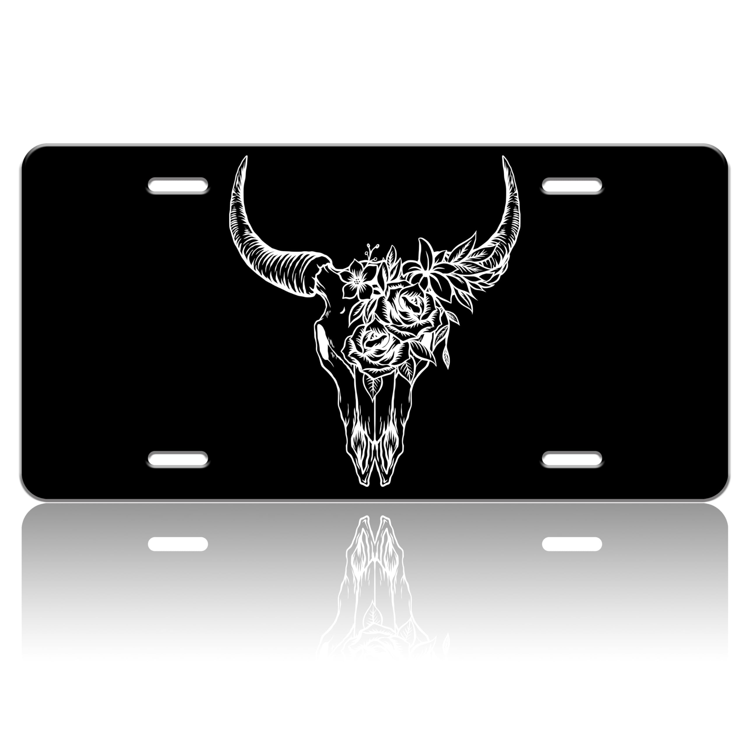 Amazon.com: Longhorn Cattle Skull License Plate Cow License Plate ...