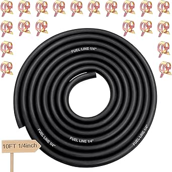 Amazon.com: smseace 10Ft 1/4 Inch Fuel Line Hose Rubber Fuel Line with ...