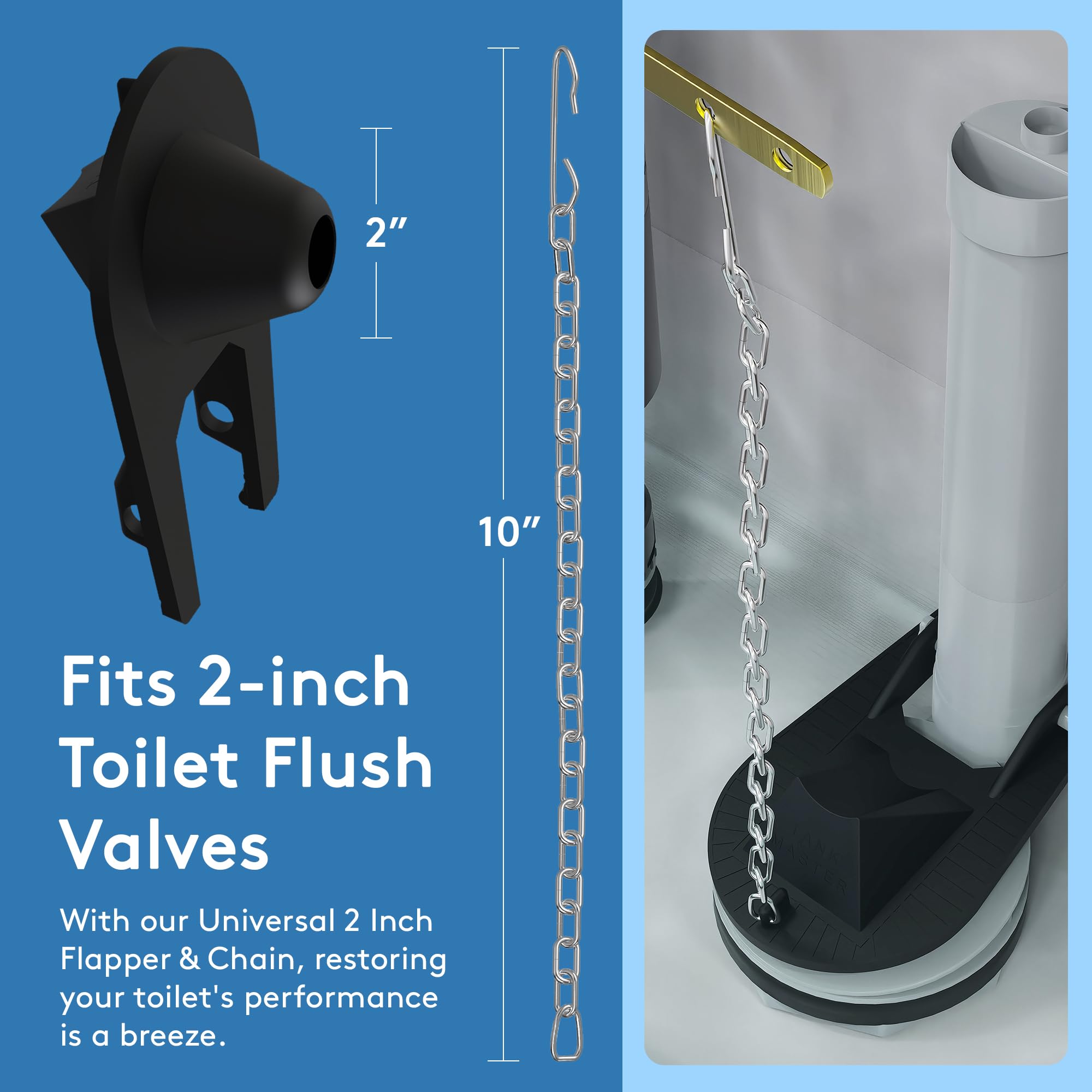 Snapklik.com : Universal 2 Inch Toilet Flapper Replacement & Chain