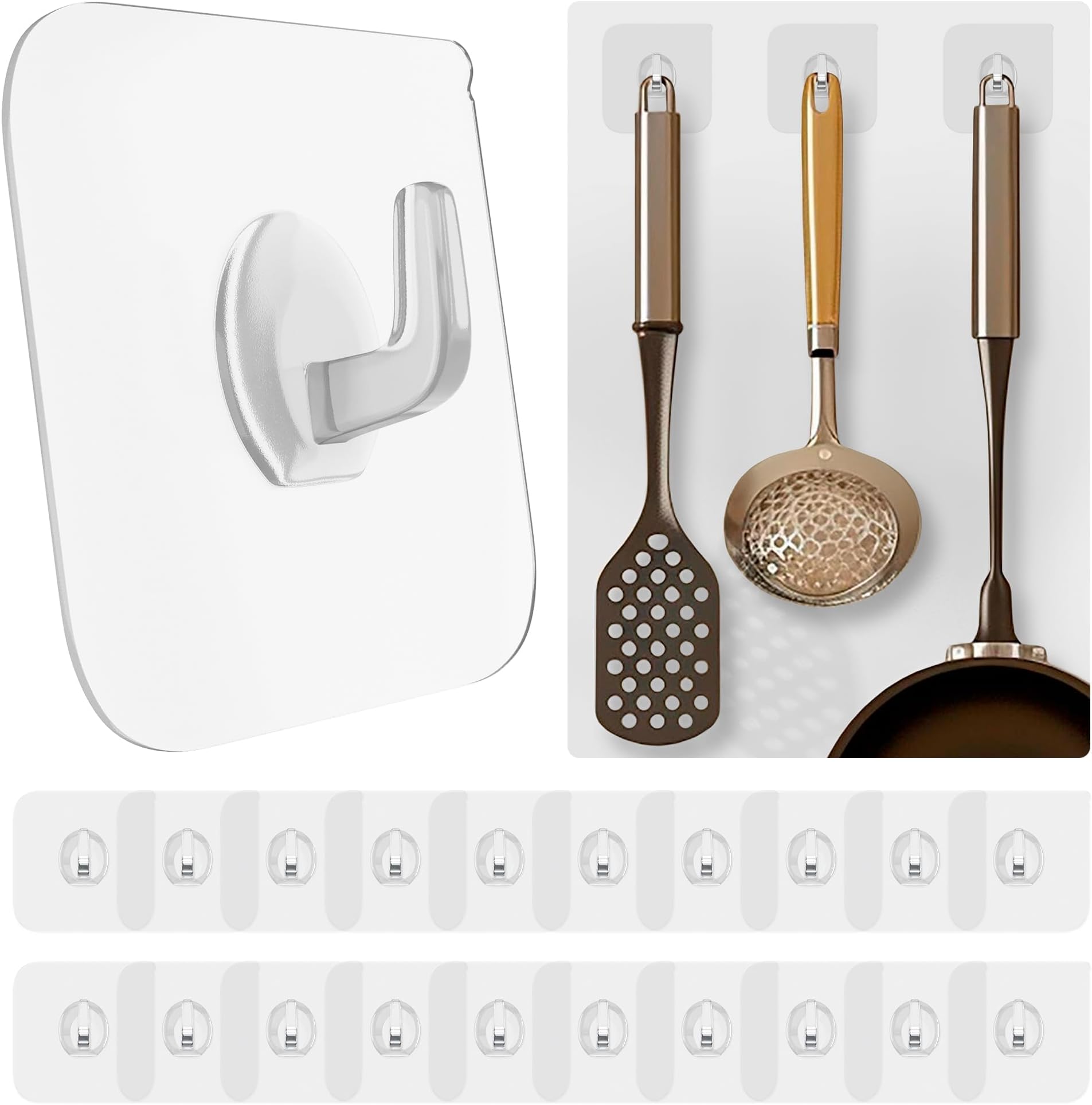 Amazon.com: GLUIT Adhesive Plastic Clear Utensil Hooks Transparent Hook ...