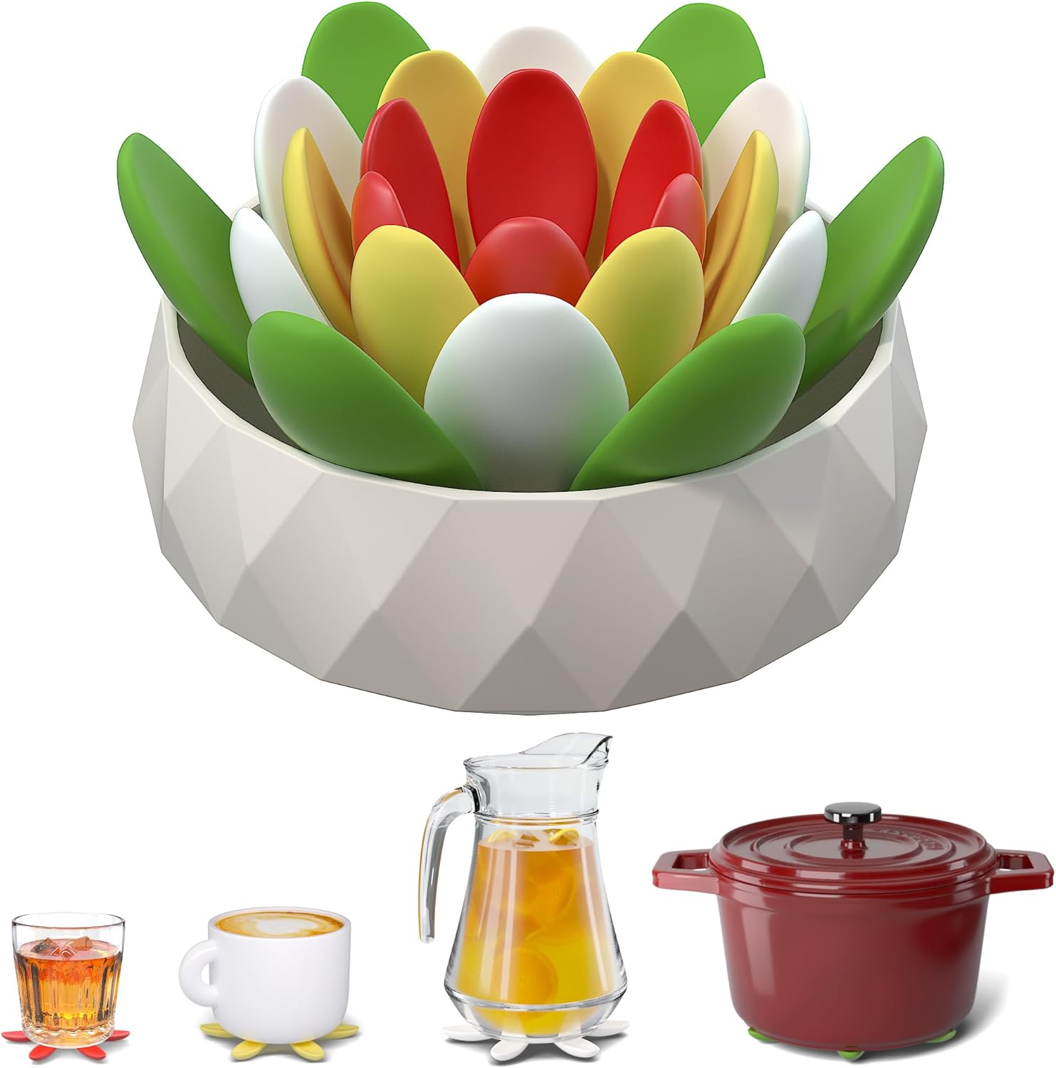 Amazon.com: Readaeer Non-Slip Silicone Trivet Mats, 4 PCS Different ...