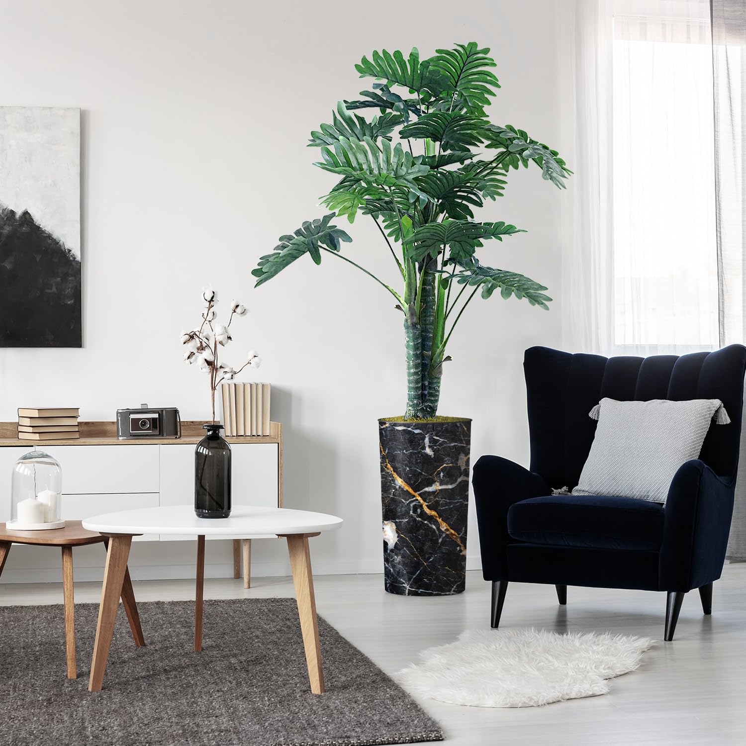 Amazon.com: Artificial Tree in Modern Granite Effect Planter, Fake ...