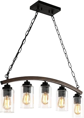 LOG BARN Dining Room Light Fixture Hanging, Farmhouse Chandelier in ...