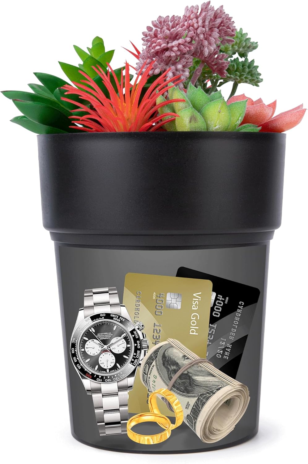 BarGifts Black Flower Pot Diversion Safe, Secret Storage Hidden Safe ...