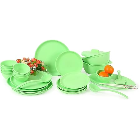Buy Joy Home Plastic Microwave Safe Dinnerware Sets, 2 Litre, 32-Pieces ...