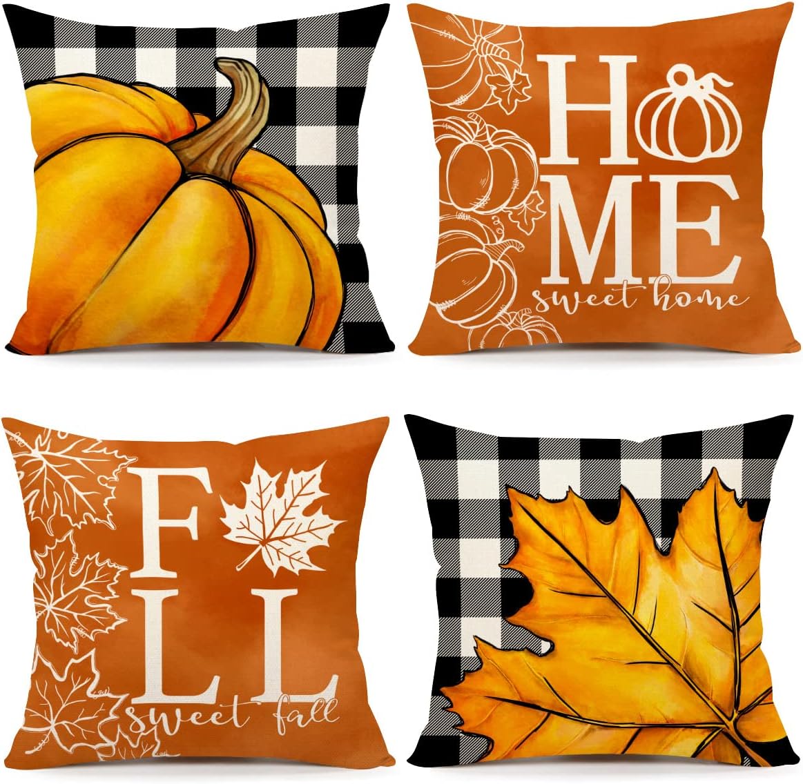 Amazon.com: 4TH Emotion Fall Decor Pillow Covers 16x16 Set of 4 Buffalo ...