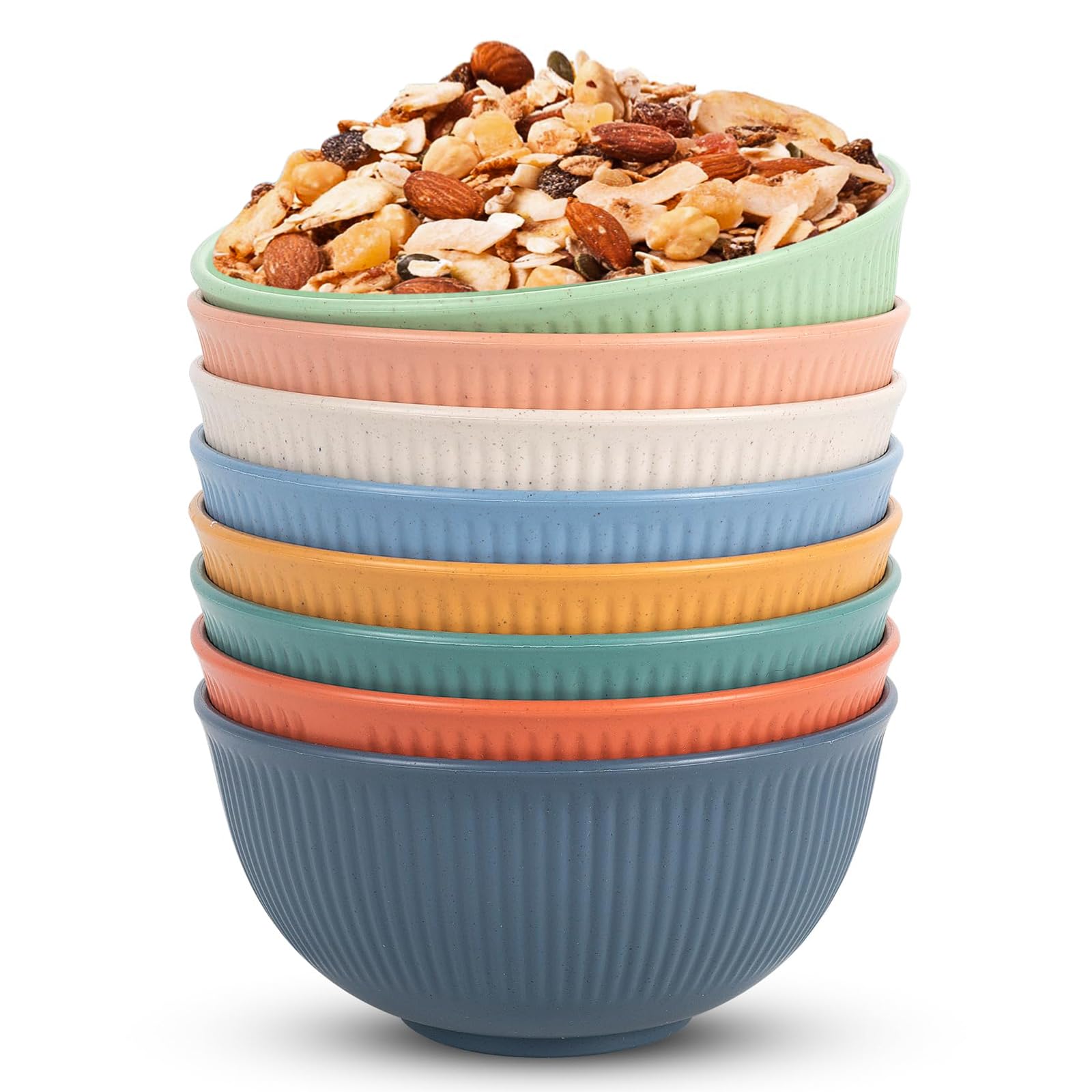 DXQCHDUO Unbreakable Bowls Set of 8,Lightweight Breakfast Cereal Bowls ...