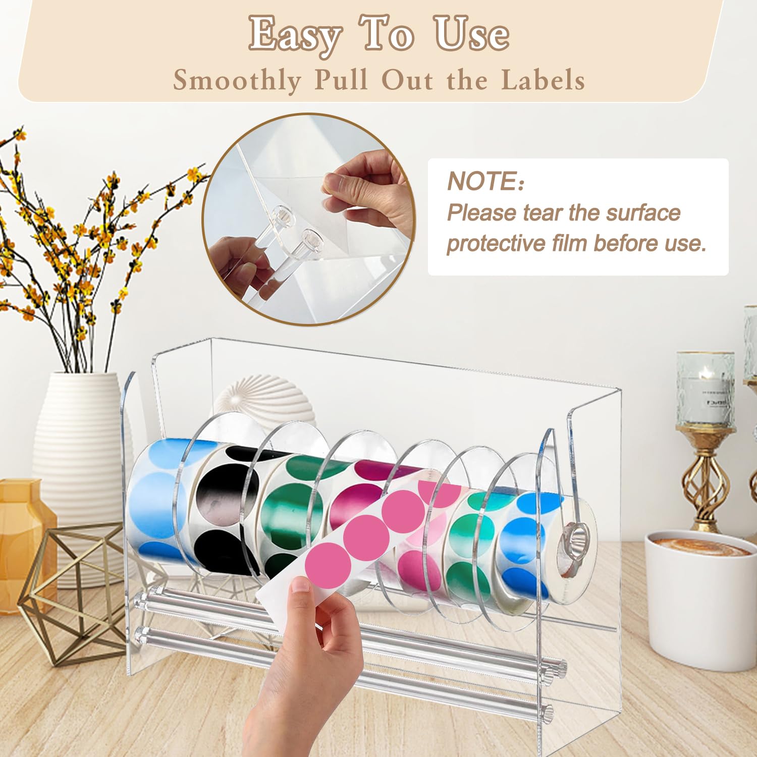 Snapklik.com : Adjustable Label Dispenser Acrylic Sticker Roll ...