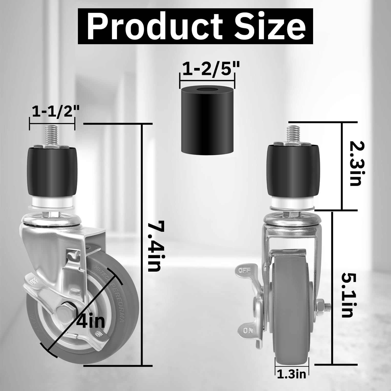 Snapklik.com : 4 Inches Prep Table Wheels, Expanding Stem Caster Set Of 4