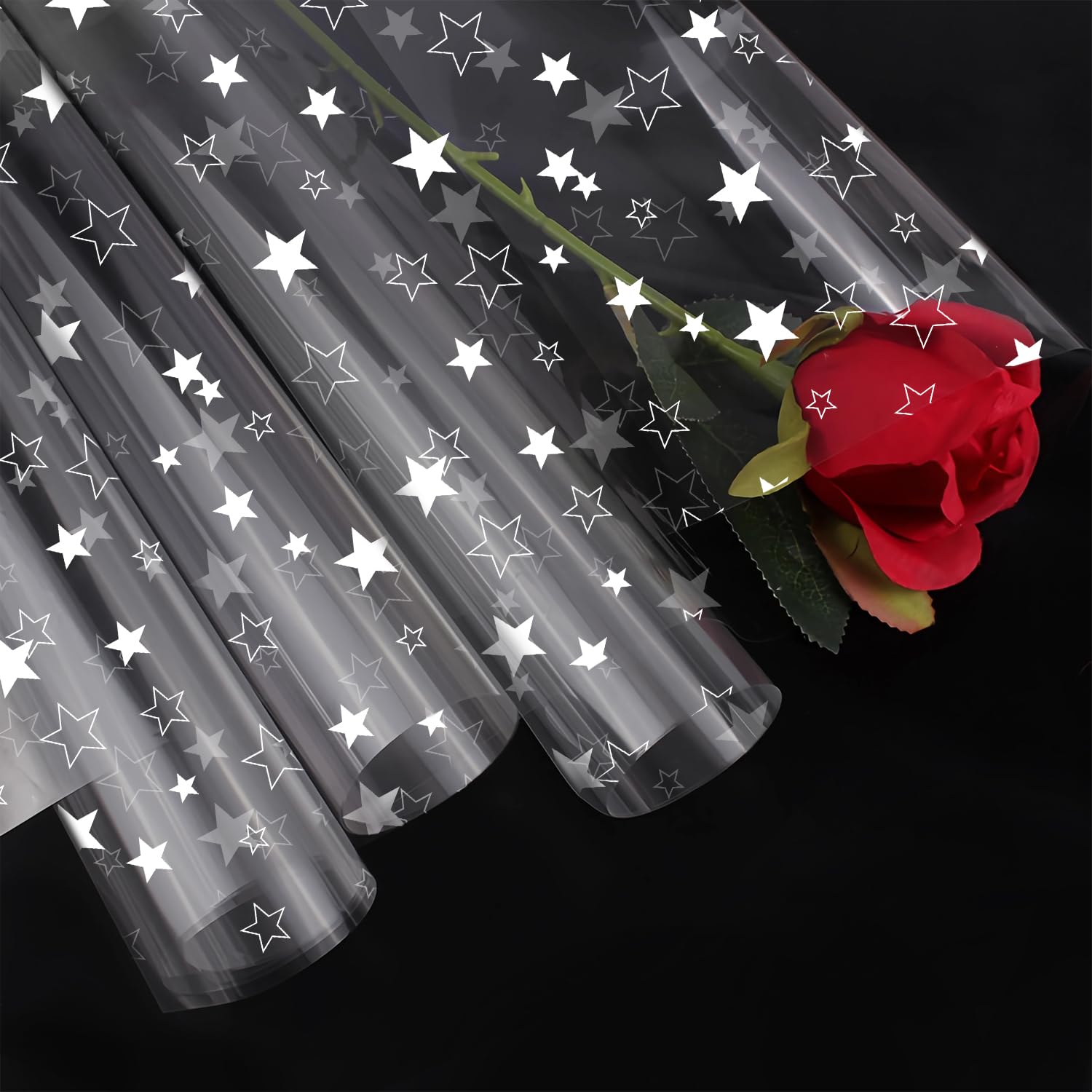 5m*80cm Star Cellophane Wrapping Paper Sheet,Topeedy Clear Plastic ...