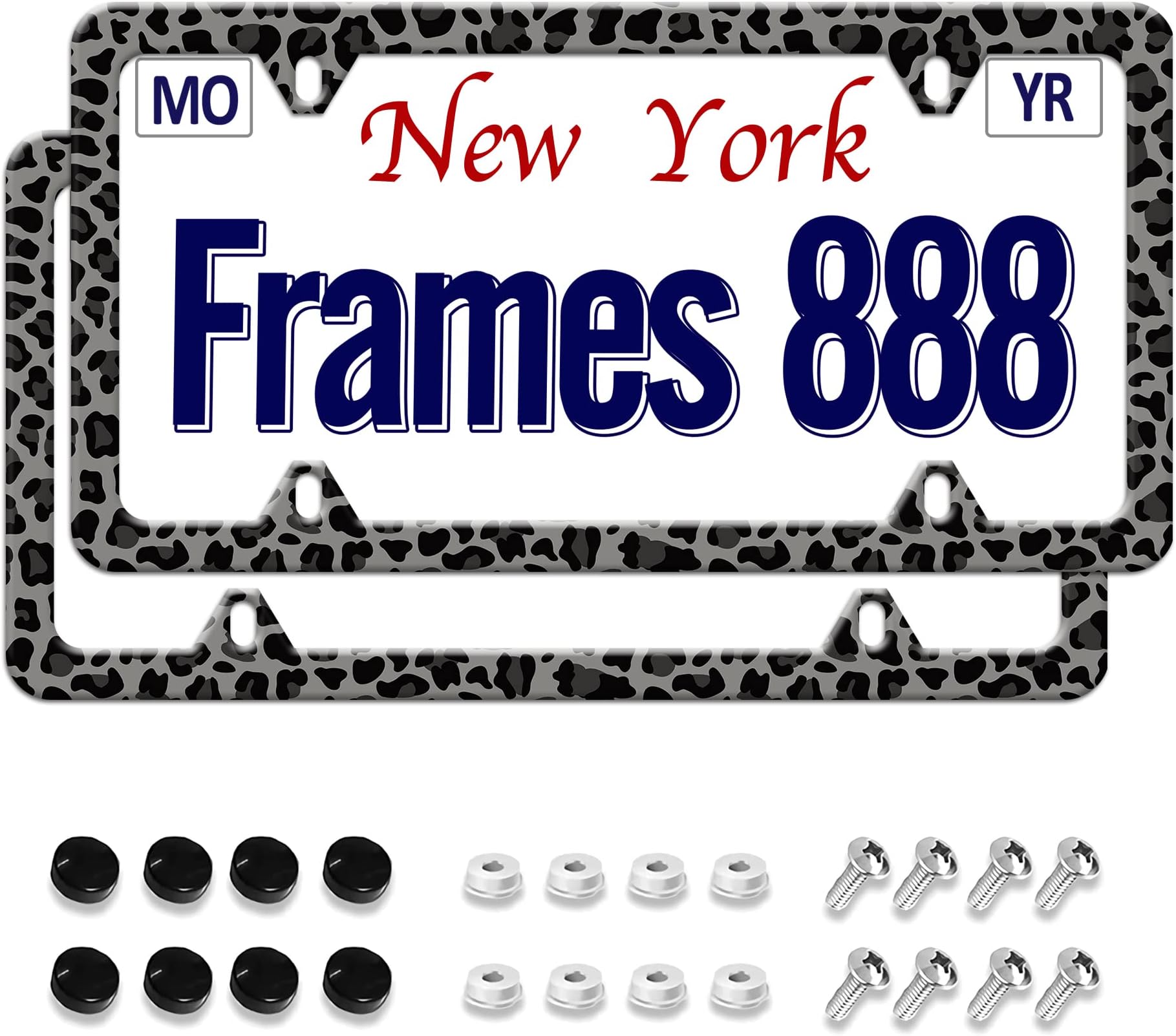 Amazon.com: Leopard Cheetah Print License Plate Frames Covers Holder ...