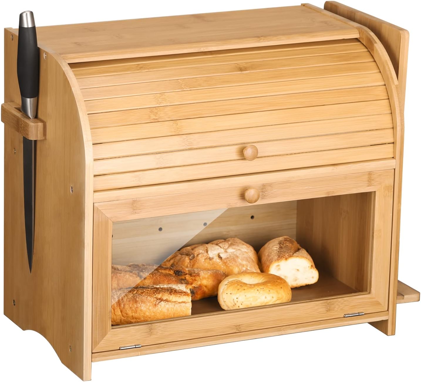 Amazon.com: HOMEKOKO Double Layer Large Roll Top Bread Box for Kitchen ...