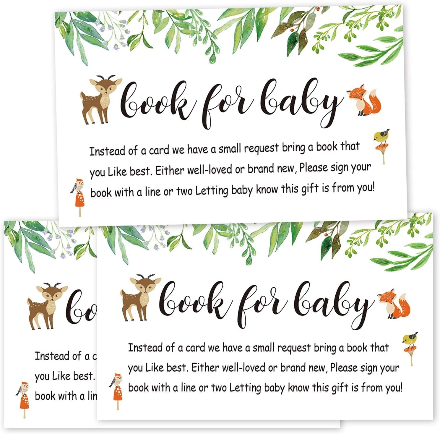 Amazon.com: 50 Count - Books for Baby Request Cards - Woodland Animals ...