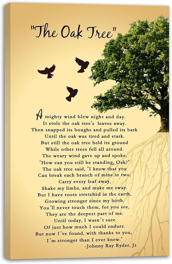 Mokihidream The Oak Tree Poem Wall Art, The Oak Tree Poem Canvas Print ...