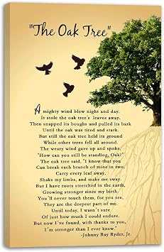 Amazon.com: The Oak Tree Poem Wall Art, Inspirational Canvas Print Wall ...