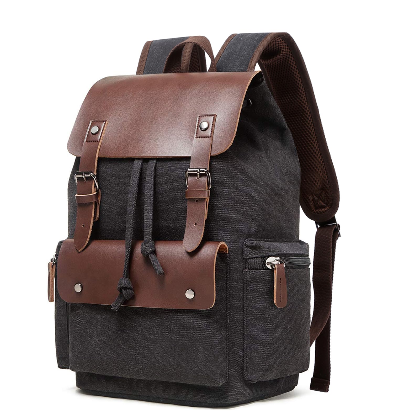 Vintage Canvas Laptop Daypack for Men Women, Brown Travel Backpack Work ...