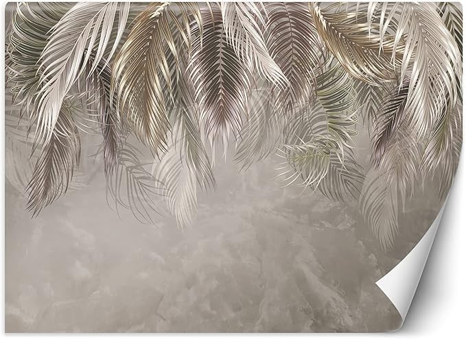 Feeby Fotobehang Exotische Bladeren Textuur 254x184 cm Grijs Vlies ...