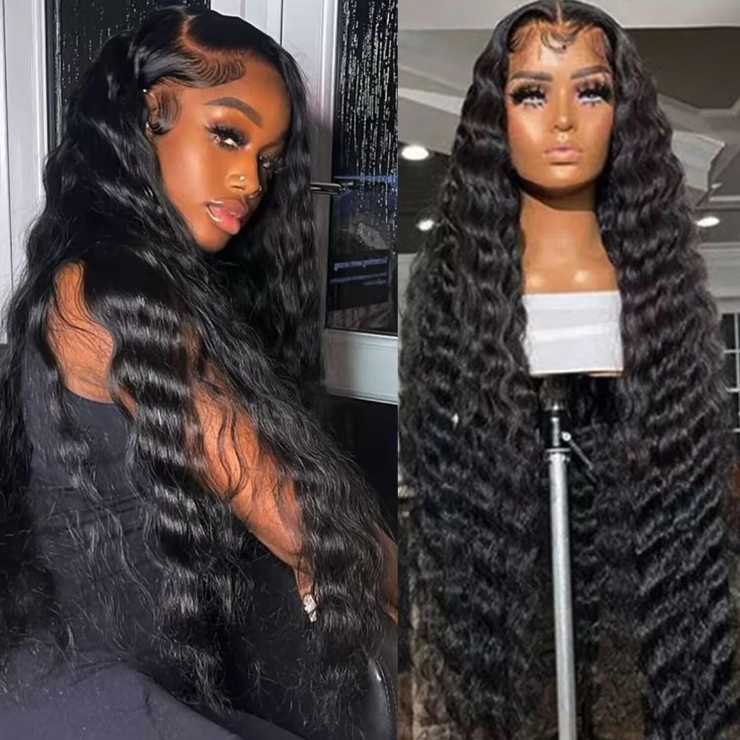 Amazon.com : Lemoda 12A 13x6 Water Wave Full Lace Frontal Virgin Human ...
