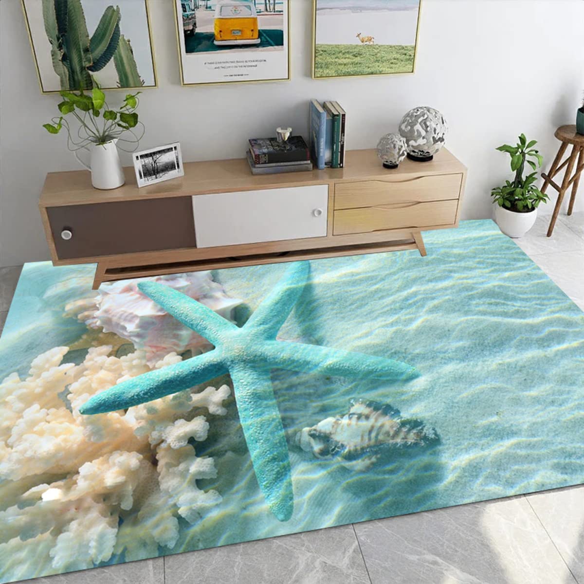 Amazon.com: Ocean Beach Theme Coastal Starfish Area Rug for Playroom ...