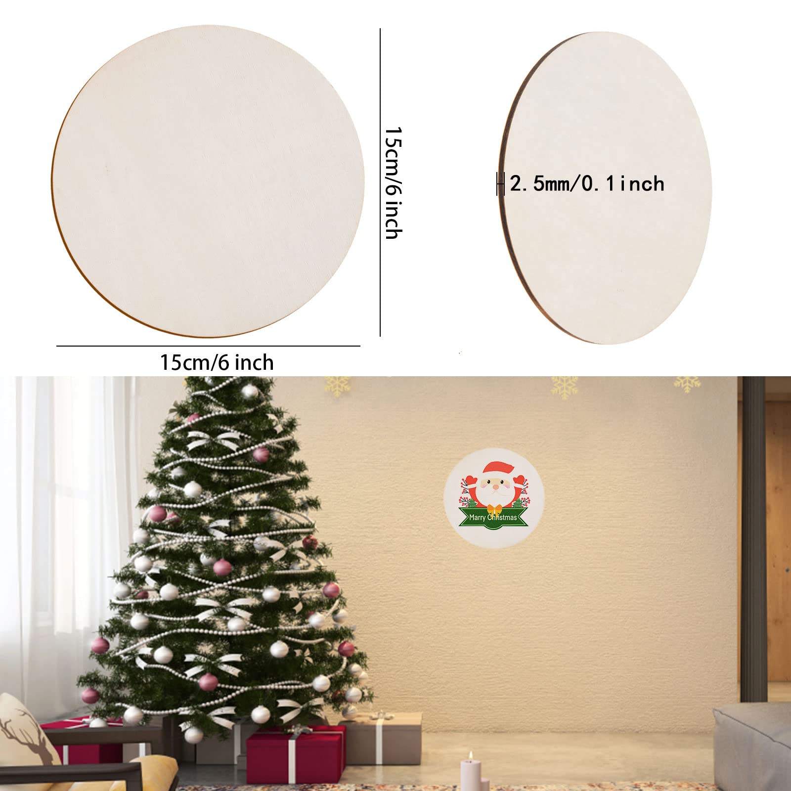 60 Pcs 6 Inch Wood Circles for Crafts Unfinished Wood Circles Wood ...