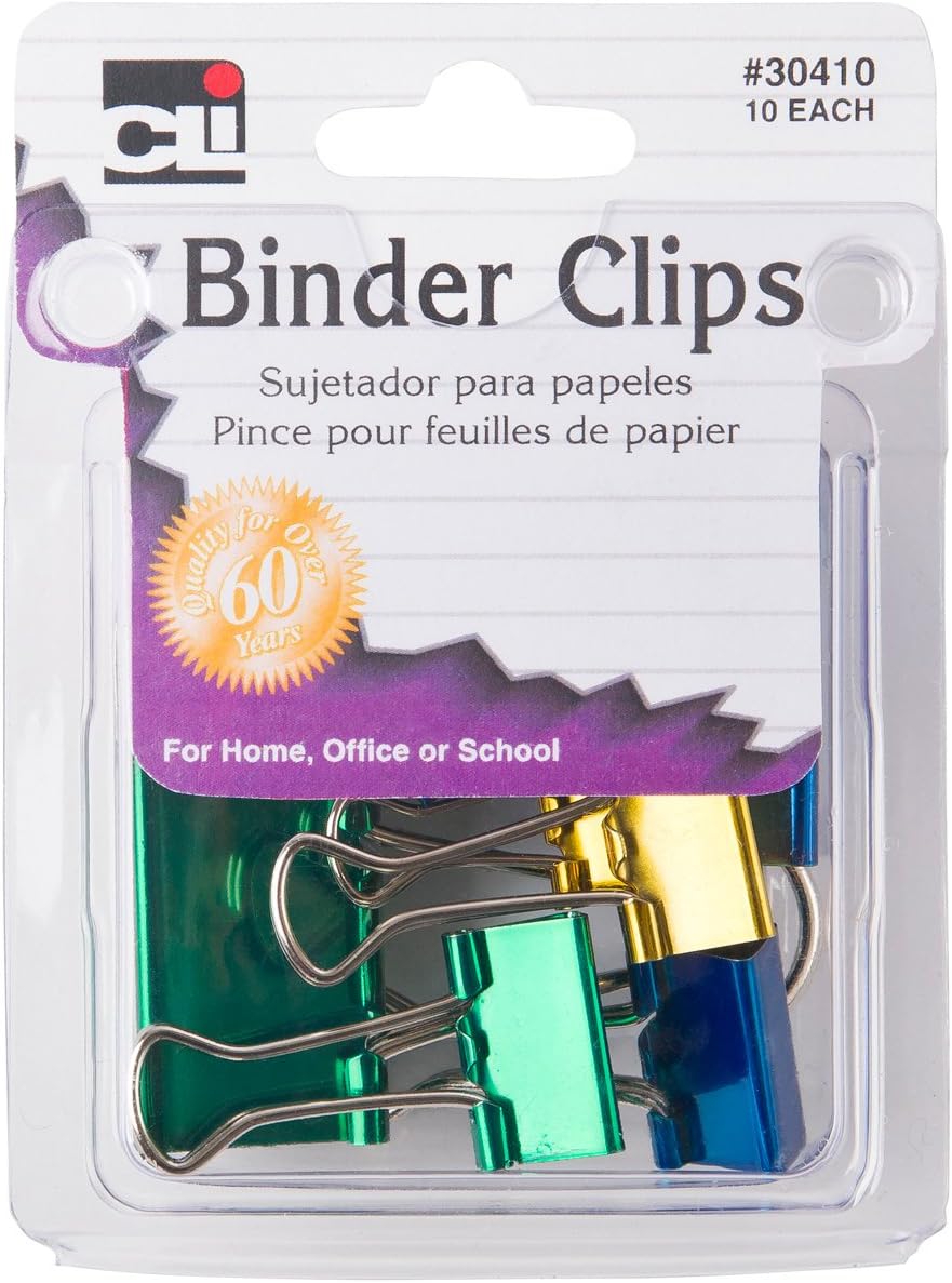 Amazon.com : Charles Leonard Binder Clips, Assorted Sizes in Metallic ...