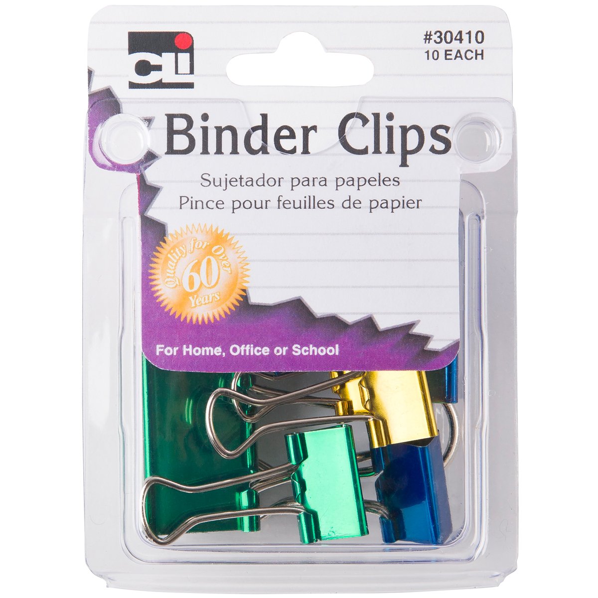 Amazon.com : Charles Leonard Binder Clips, Assorted Sizes in Metallic ...