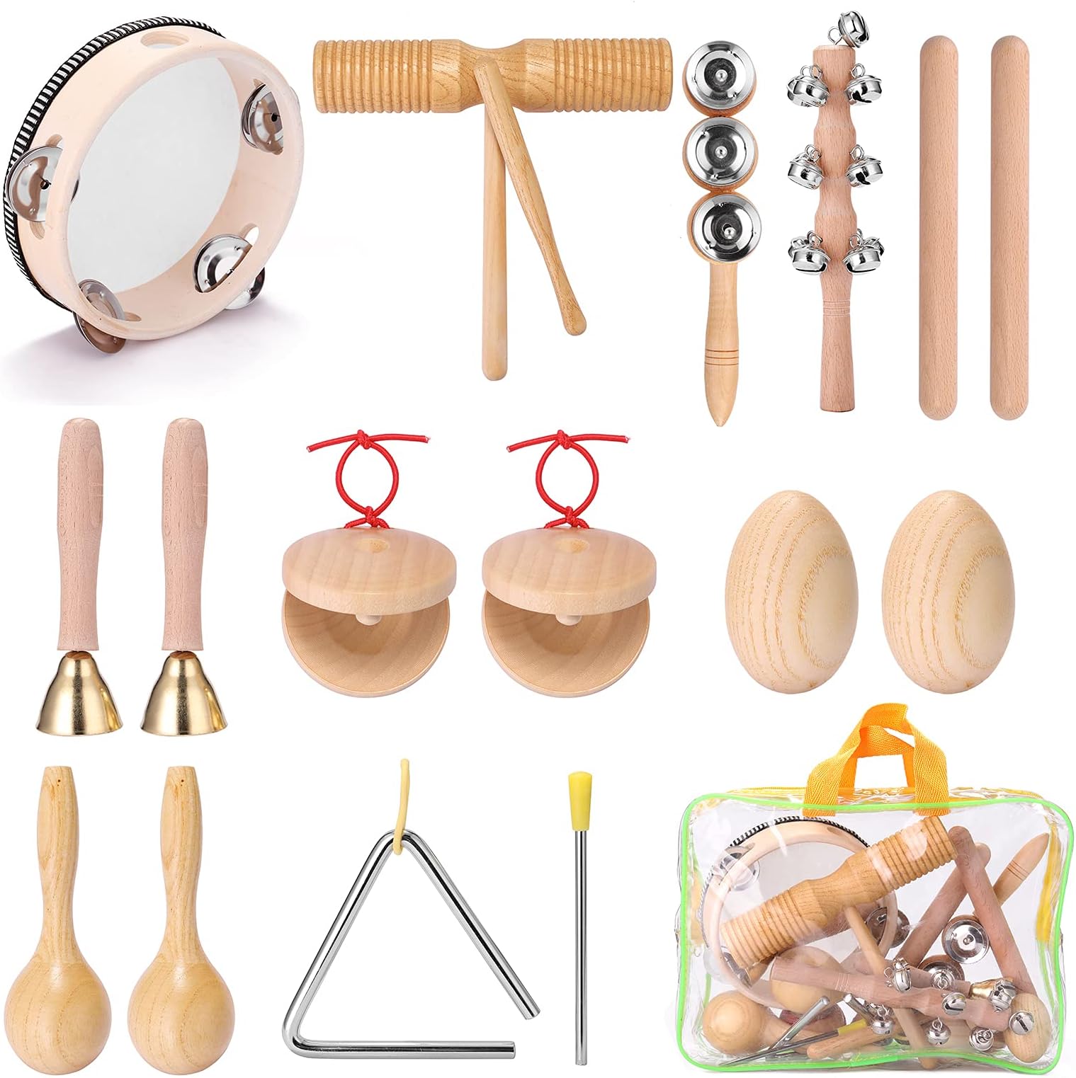 Toddler Educational Kids Musical Instruments Set 8 Types 14pcs Wooden ...