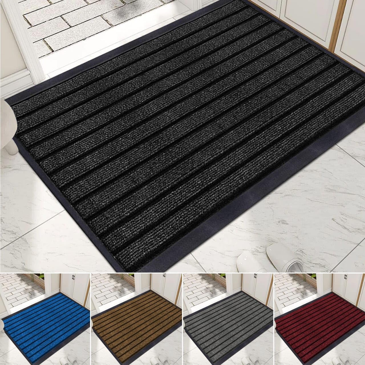 Milosc New Stripe Design Washable Non Slip Door mat Barrier Mats For ...