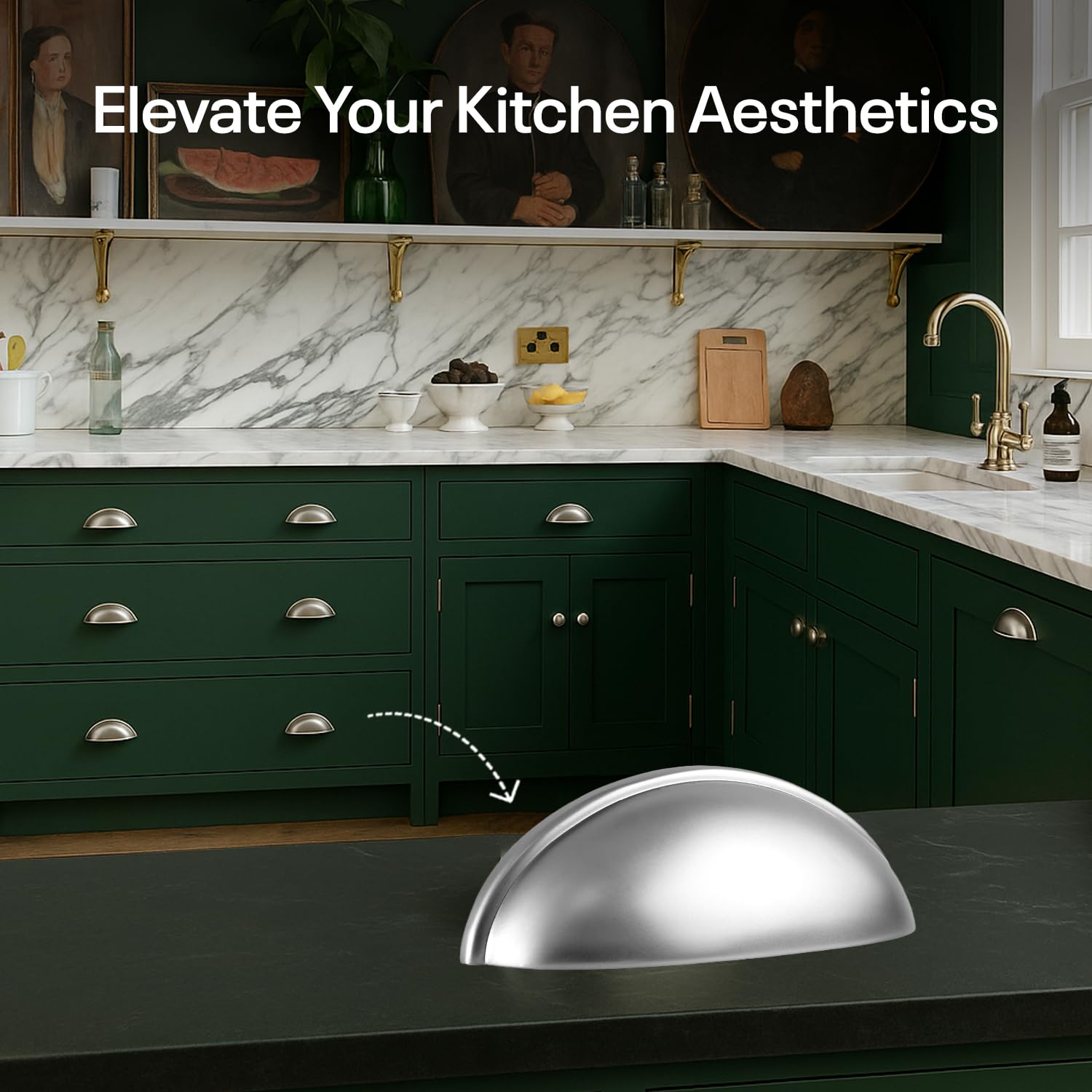 Snapklik.com : Cup Drawer Pulls 10 Pack Silver Kitchen Cabinet Handles ...