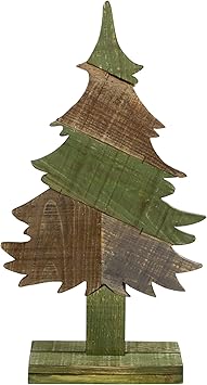 Amazon.com: Northlight 20.5" Green and Brown Textured Wood Tabletop ...