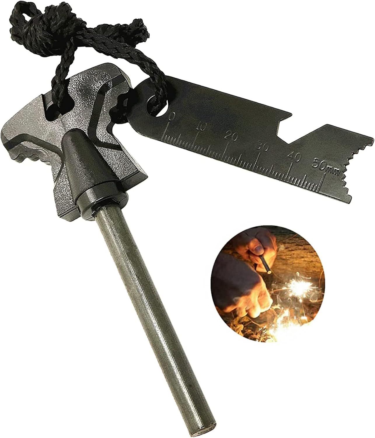 JEOPKO Survival Fire Steel XXL, Flint Striker Steel Fire Starter Kit ...