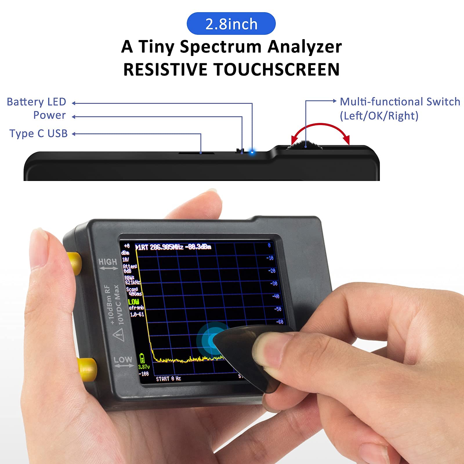 Buy Portable tinysa Spectrum Analyzer - AURSINC V0.3.1 Hand Held ...