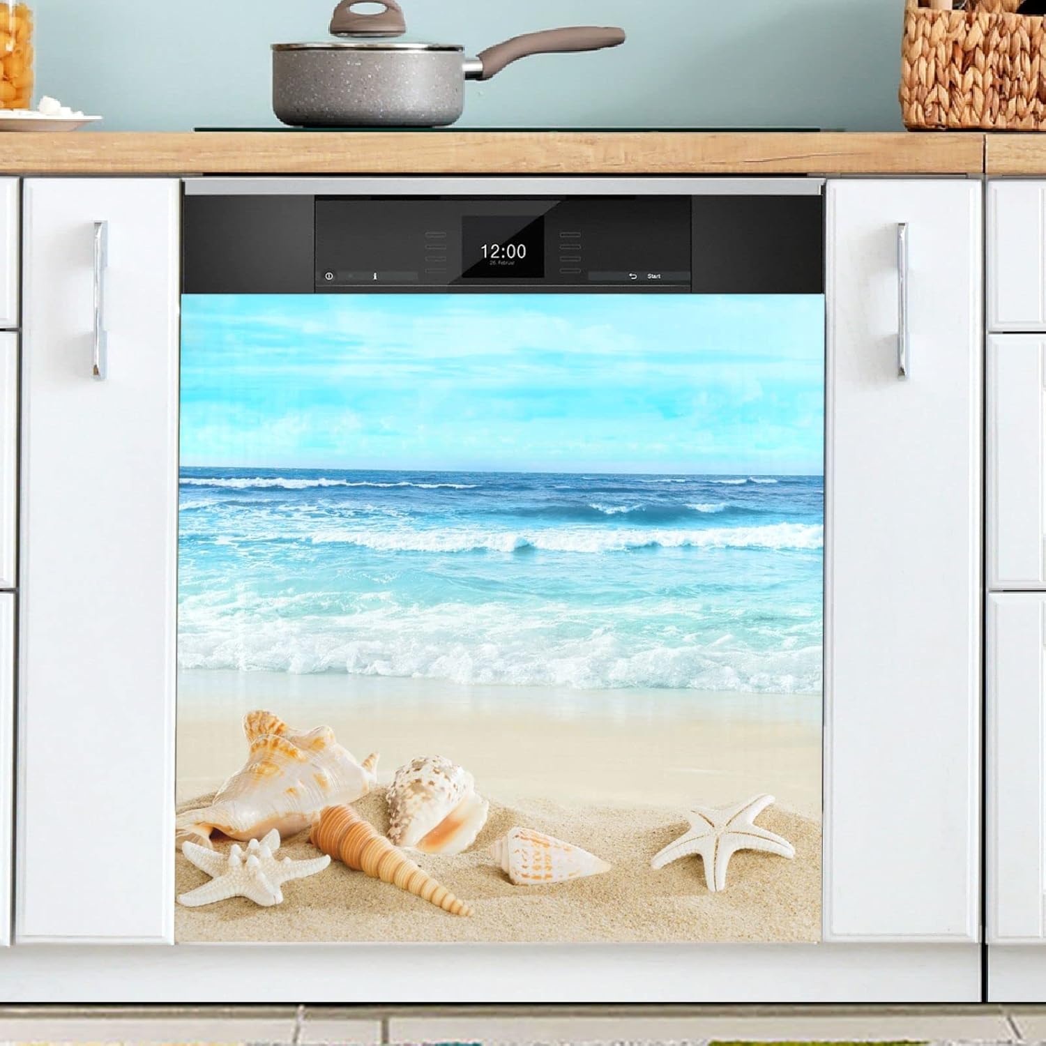 Amazon.com: Exnundod Beach View Magnetic Dishwasher Cover Shells ...