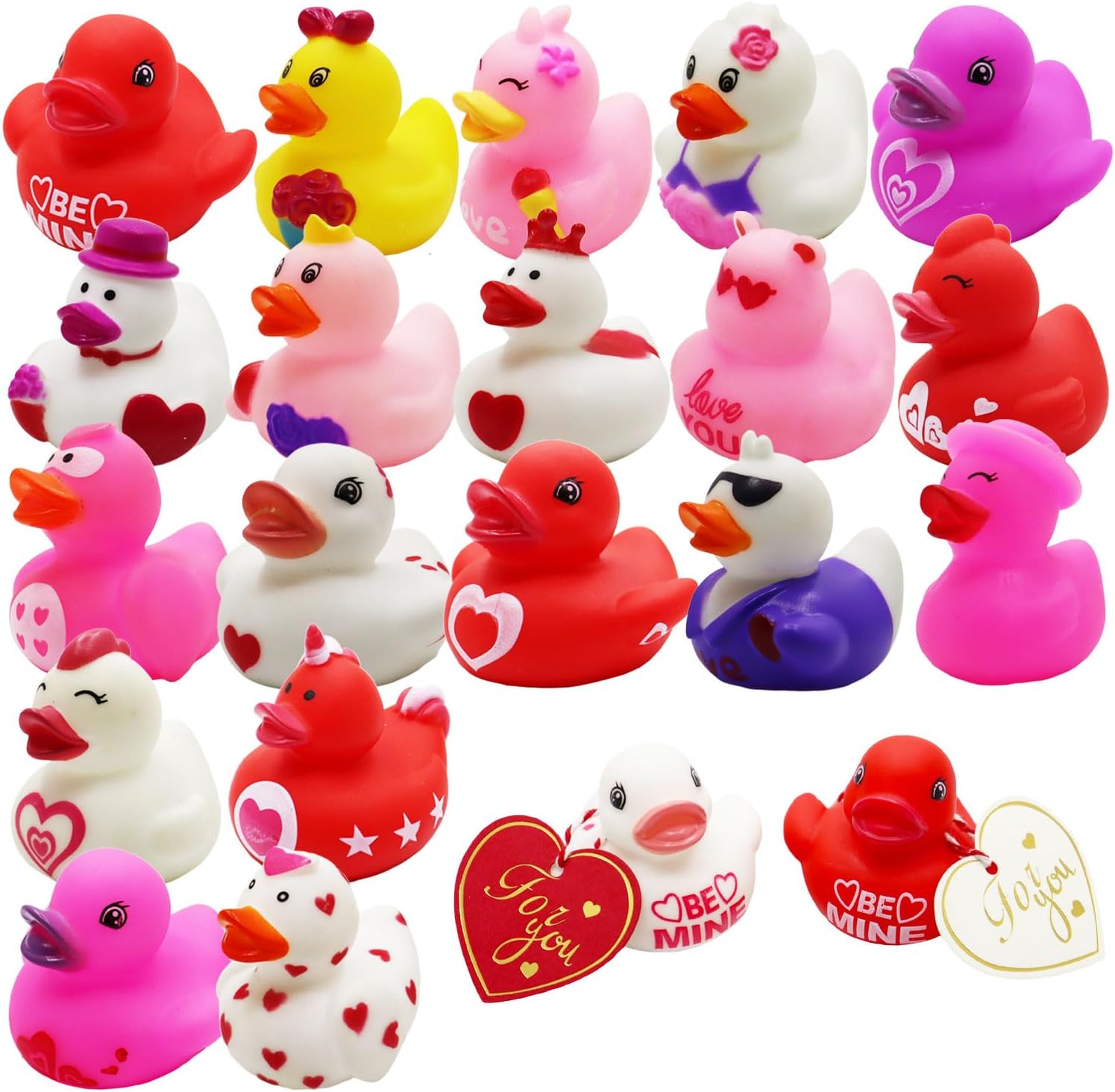Amazon.com: Valentines Day Party Favors 20 Set Rubber Ducks Bath Toys ...