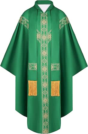 Amazon.com: Faltern Catholic Robe White Chasuble for Priest Clergy ...