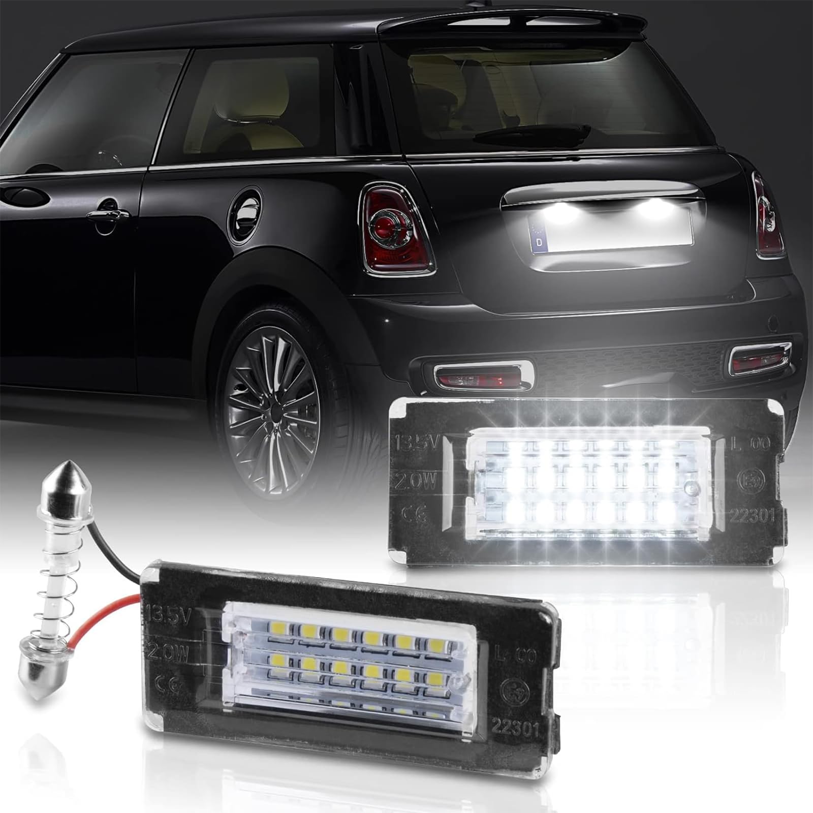 Amazon.com: AUTOXBERT 2PCS LED License Plate Light Lamp for Mini Cooper ...