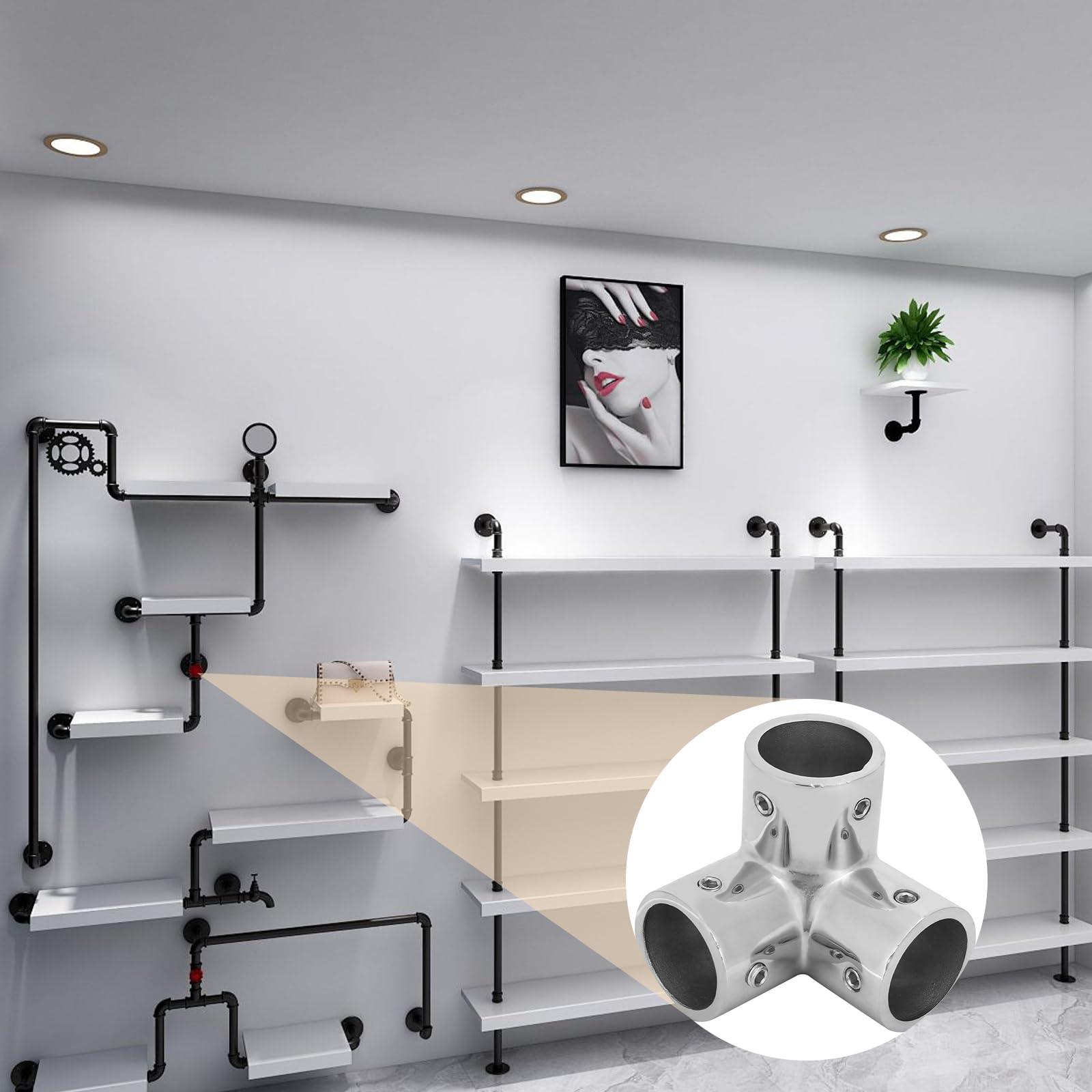 Snapklik.com : Corner 3-Way Pipe Fitting, 3-Way Stainless Steel Corner ...