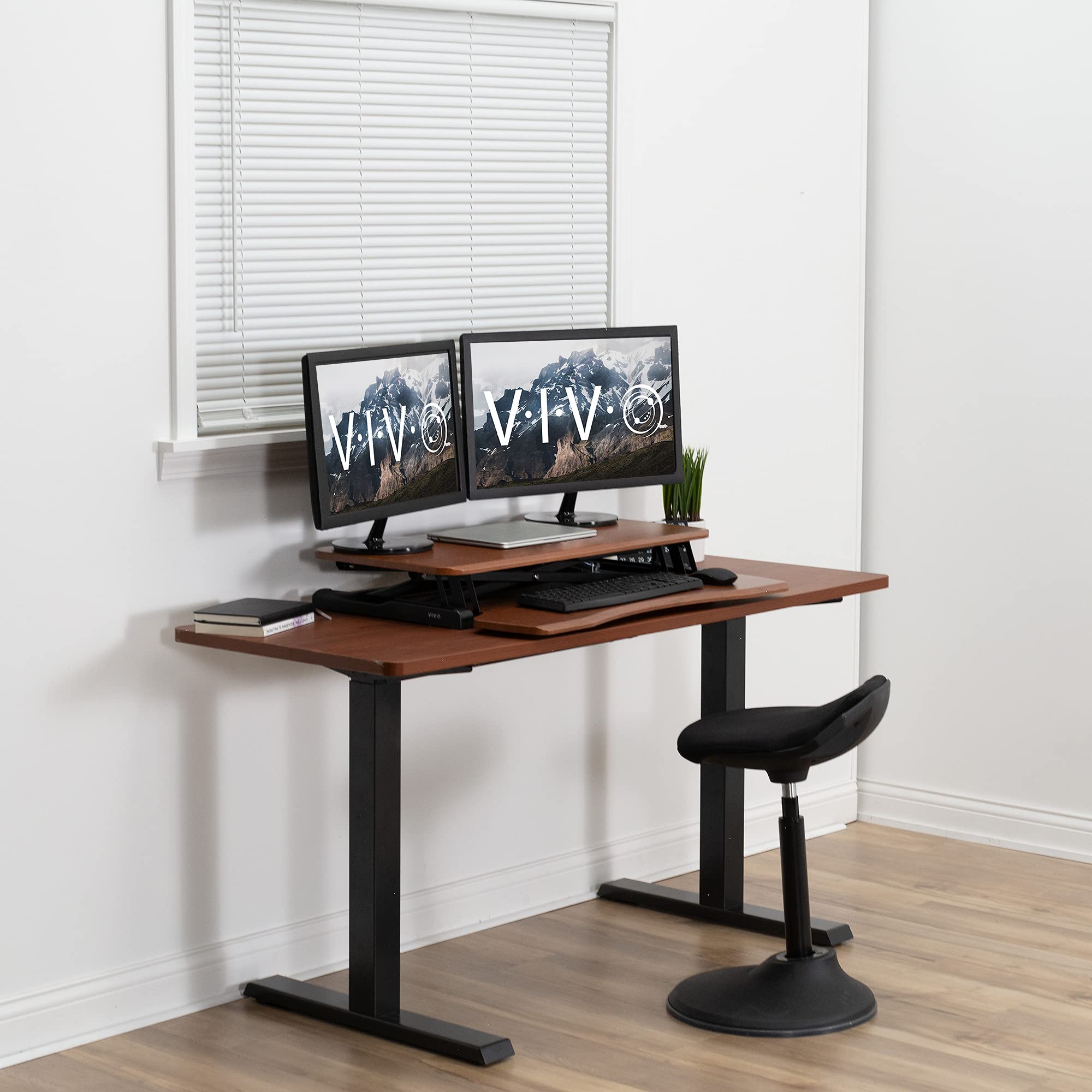 VIVO 32 inch Desk Converter, Height Adjustable Riser, Sit to Stand Dual ...