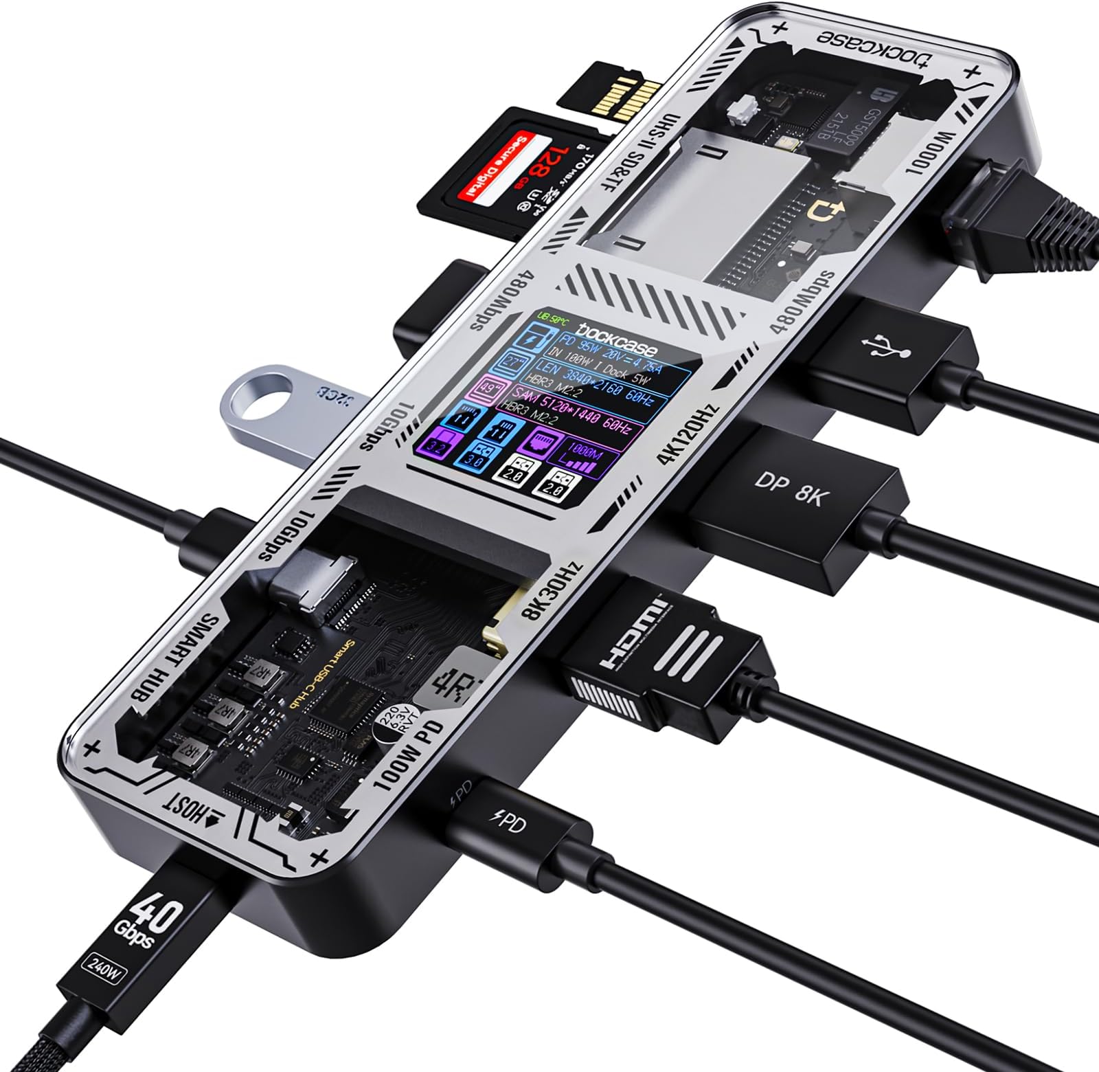 DOCKCASE Smart Hub USB C 10 in 1 Edizione Explorer, Doppio Display 4K ...