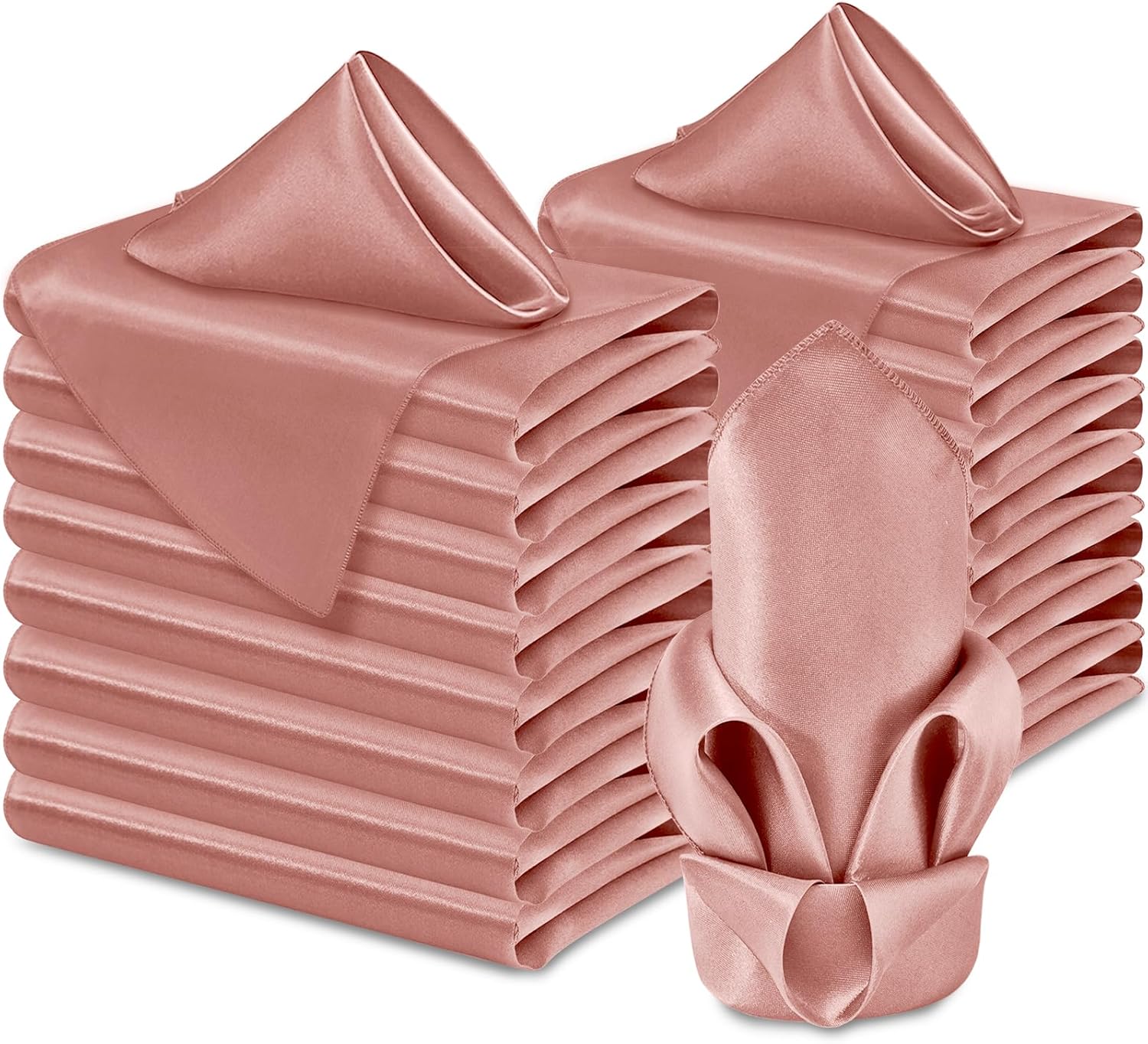 Amazon.com: Aormenzy 60 Pack Rose Gold Satin Napkins 17 x 17 Silky ...