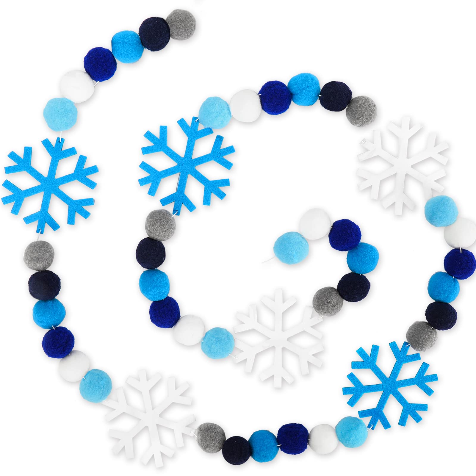 Amazon.com: Whaline 8.2Ft Christmas Felt Ball Graland Winter Snowflake ...