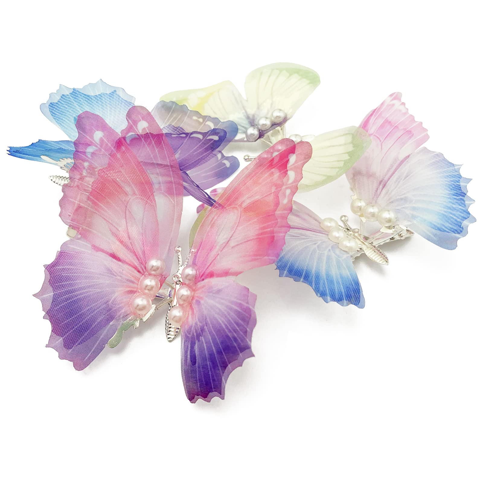 Amazon.com : PRETTYLIFE Flying Butterfly Hair Clips, 4 Pieces Large 3D ...