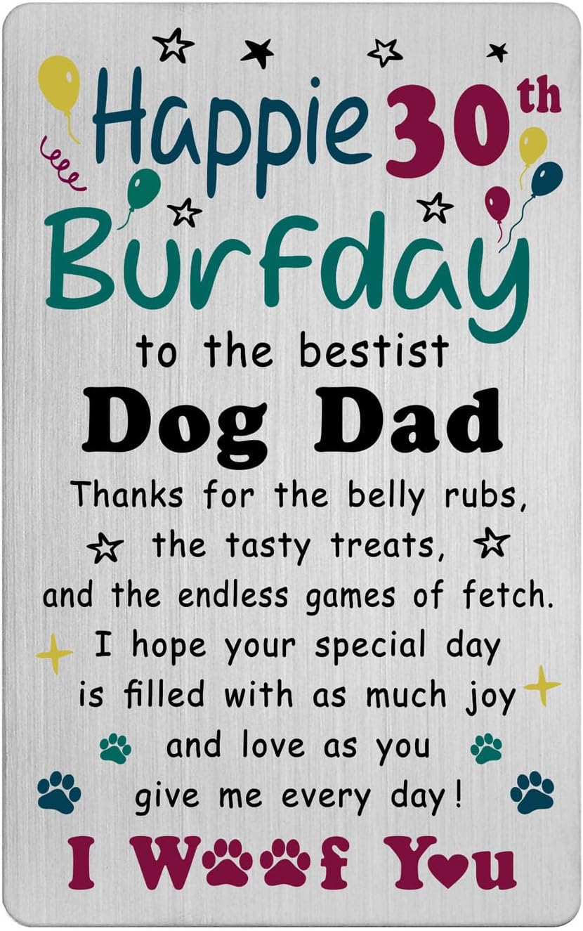 Richesele Dog Dad 30th Birthday Card - Dad 30 Years Old Birthday Card ...