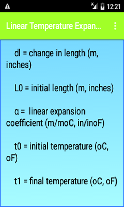 Linear temperature expansion - App on Amazon Appstore
