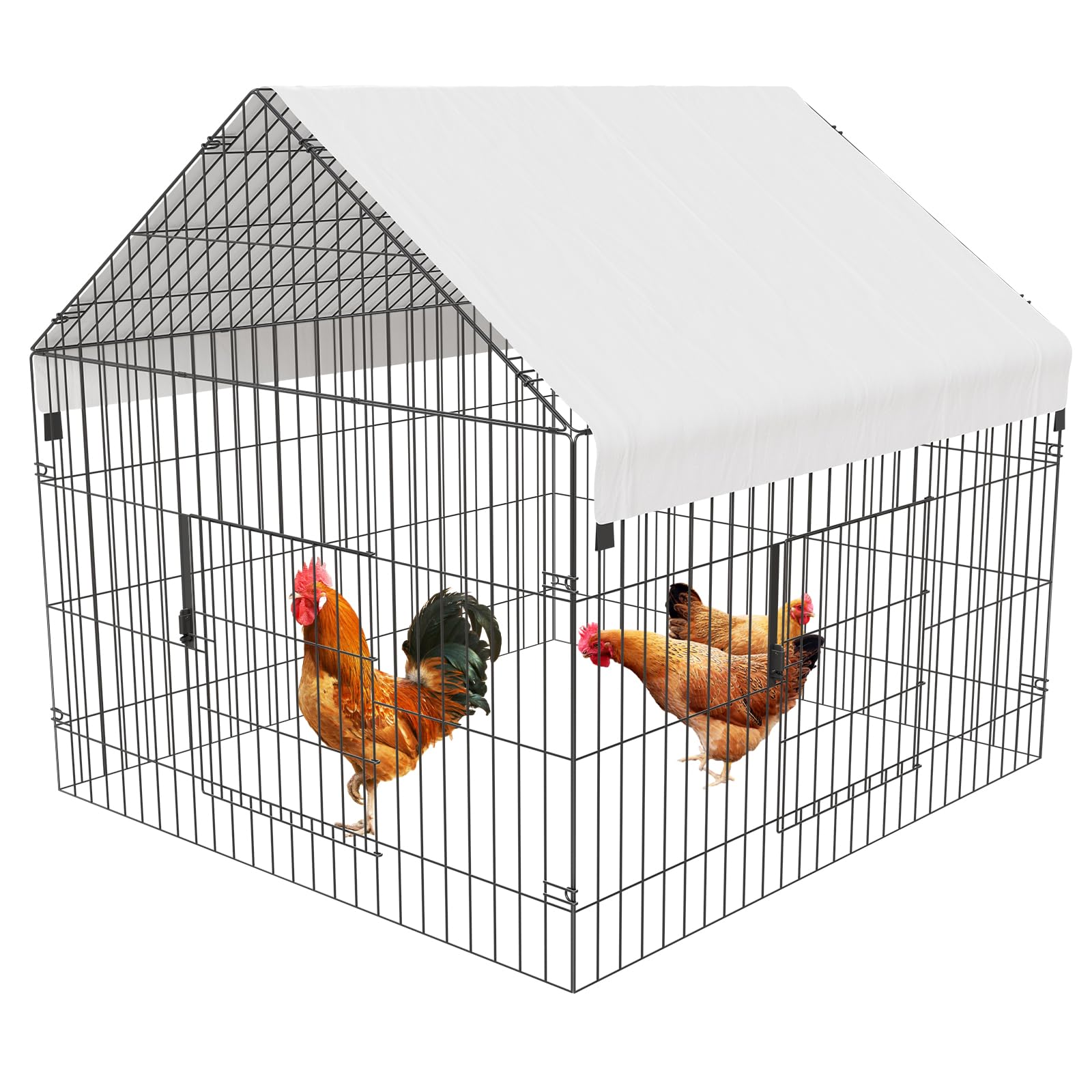 NUGRIART Metal Chicken Coop 42"×40"×40" Chicken Run with Waterproof ...